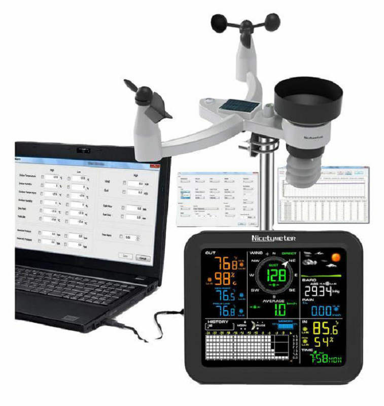 NicetyMeter (0345-026T) 5-in-1 Weather Station with Solar, Indoor ...