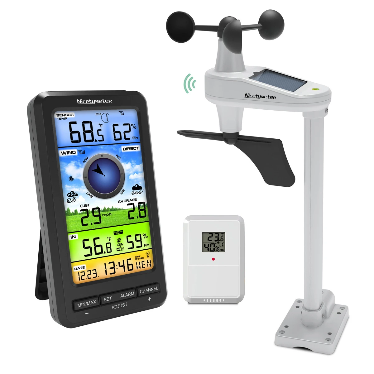 NicetyMeter (0214W) 3-in-1 Wi-Fi Indoor Outdoor Wireless Weather ...